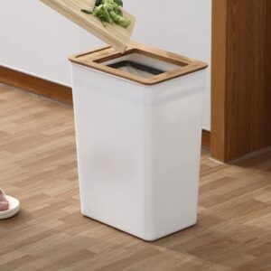 DOITOOL Large Trash Can White Bathroom Trash Can Minimalist Modern Style Garbage Can with Lid Bathroom Waste Container Dog Proofed Trash Can