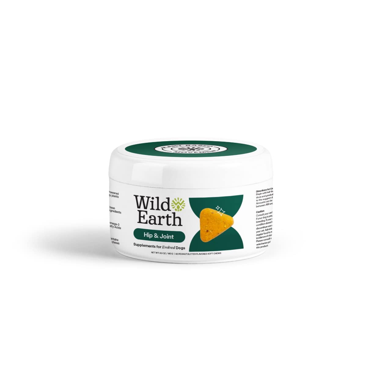 Wild Earth Dog Supplements, Soft Chews for Hip & Joint Support, with Omega 3 Fatty Acids & Anti-inflammatory Turmeric, Veterinarian-Developed, Vegan