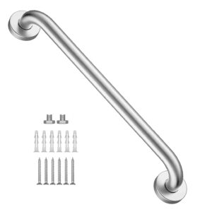 16 inch shower grab bar satin brushed nickel, zuext stainless steel safety grab bar handle, bathroom balance bar, safety hand rail support - handicap, elderly, injury, senior assist bath handle