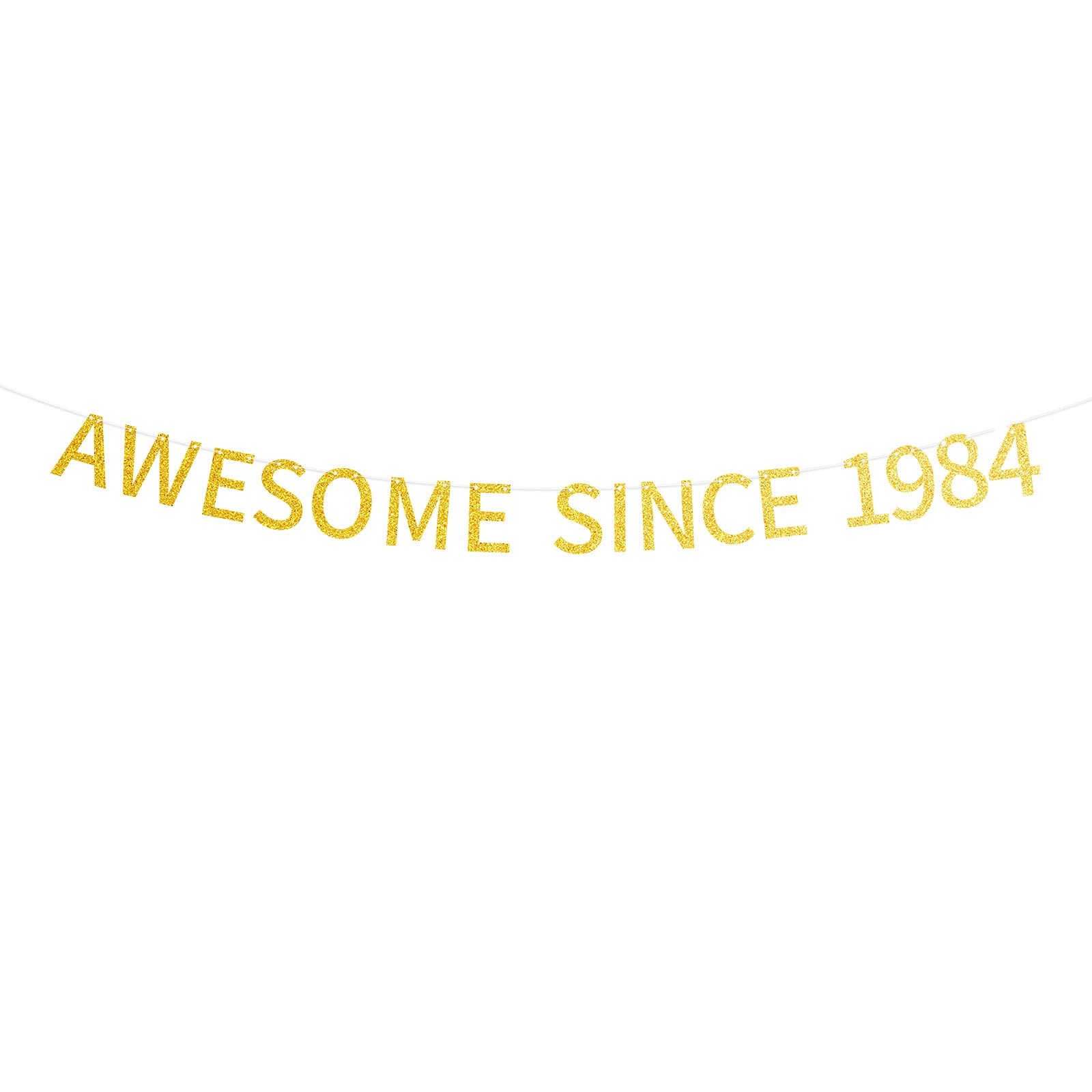 Awesome Since 1984 Banner Pre-strung Happy 40th Birthday Banner Gold Glittery 40 Forty Years Old Birthday Party Decorations for Men Women