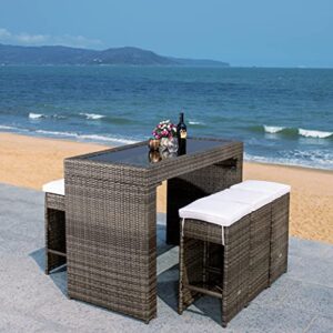 SAFAVIEH Outdoor Collection Horus Grey Brown/White Cushion 7-Piece Dining Set PAT7502C