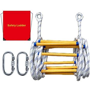 suton emergency fire escape ladder flame resistant safety rope ladder with hooks fast to deploy & easy to use compact & easy to store withstand weight up to 2000 pounds (16ft)