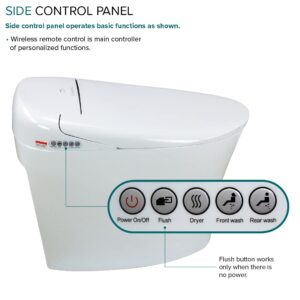 Transolid TL-77780-A Ginger 1-Piece 1.28 GPF Single Flush Elongated Bidet Toilet, White