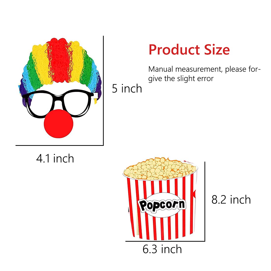 PIPI 36pcs Circus Photo Booth Props with Sticker Funny Carnival Theme Party Decorations for Birthday Party