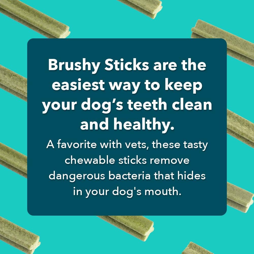 iHeartDogs Brushy Sticks - Dental Treats for Dogs Removes Plaque and Tartar Buildup - Grain-Free Dog Teeth Cleaning Chews Made with Chicken - 30 Mini Sticks