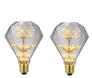 qixivcom 2-packs 3w d95 retro led edison bulbs e26 led starry light bulb vintage diamond led decorative firework light bulb d95 starlight bulb 2300k warm white antique bulb for bedroom living room