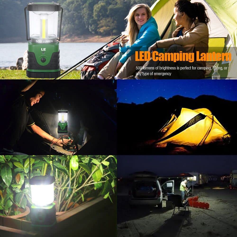 LED Camping Lantern, 500LM, 3 Light Modes, Power Bank, IPX4 Waterproof, Perfect Lantern Flashlight for Hurricane Emergency, Hiking, Home and More