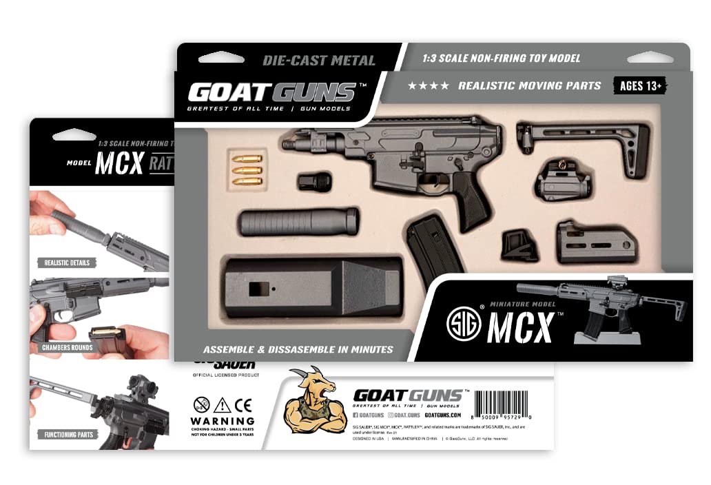 GoatGuns Miniature SIG MCX Model Grey | 1:3 Scale Die Cast Metal Build Kit