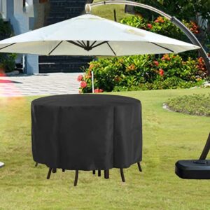 HOMTOL Round Patio Furniture Cover, Outdoor Table Chair Set Covers, Waterproof, UV Resistant, Garden Furniture Protector, 64 inches Diameter