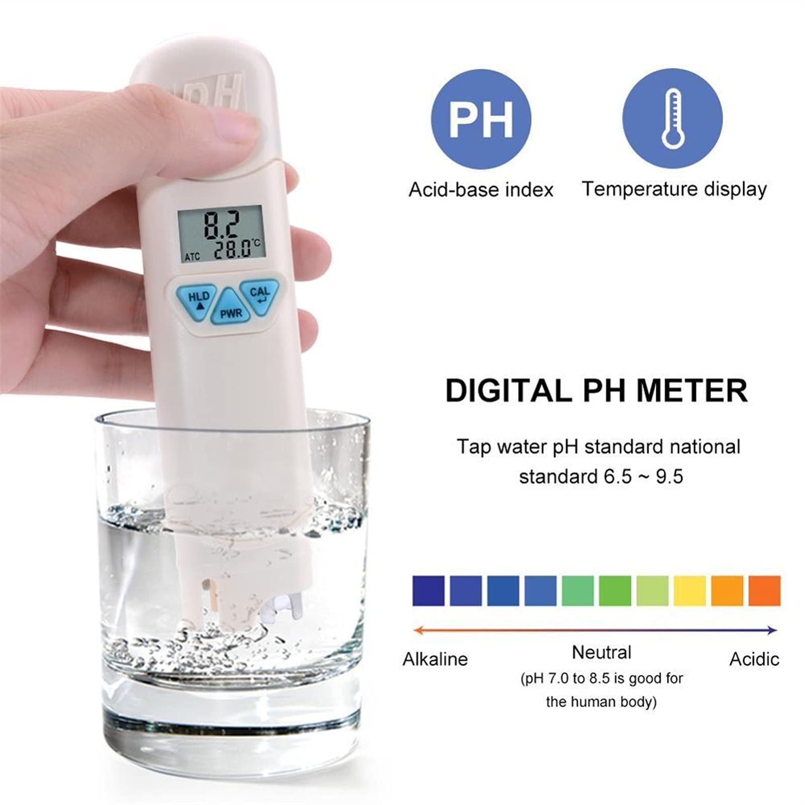 DADAKEWIN PH Meter Pen Type Acidity Meter Waterproof Temperature Tester Aquarist Electronic Water Quality Analyzer (Size : 0.00~14.00 AZ8681)