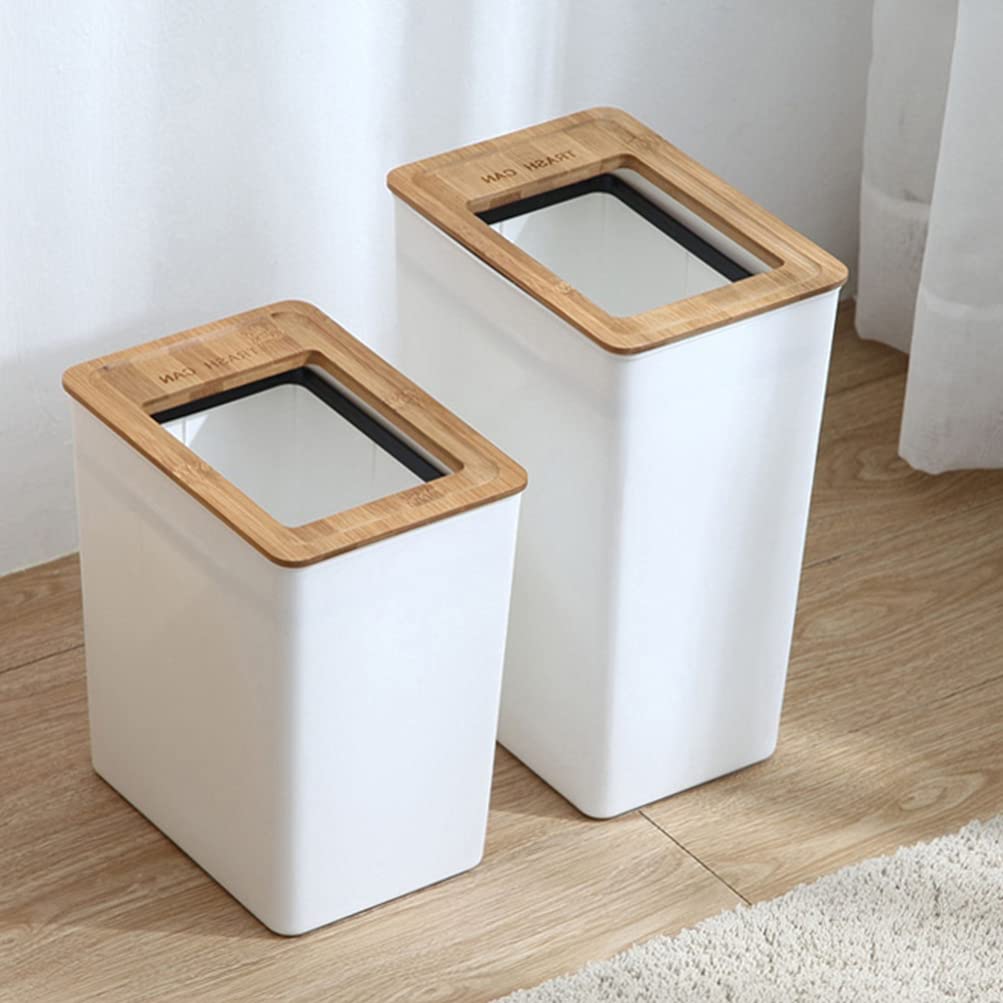 DOITOOL Large Trash Can White Bathroom Trash Can Minimalist Modern Style Garbage Can with Lid Bathroom Waste Container Dog Proofed Trash Can