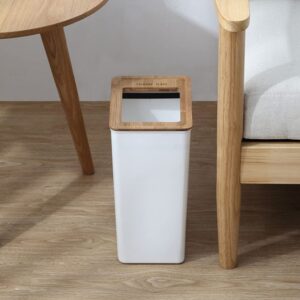 DOITOOL Large Trash Can White Bathroom Trash Can Minimalist Modern Style Garbage Can with Lid Bathroom Waste Container Dog Proofed Trash Can