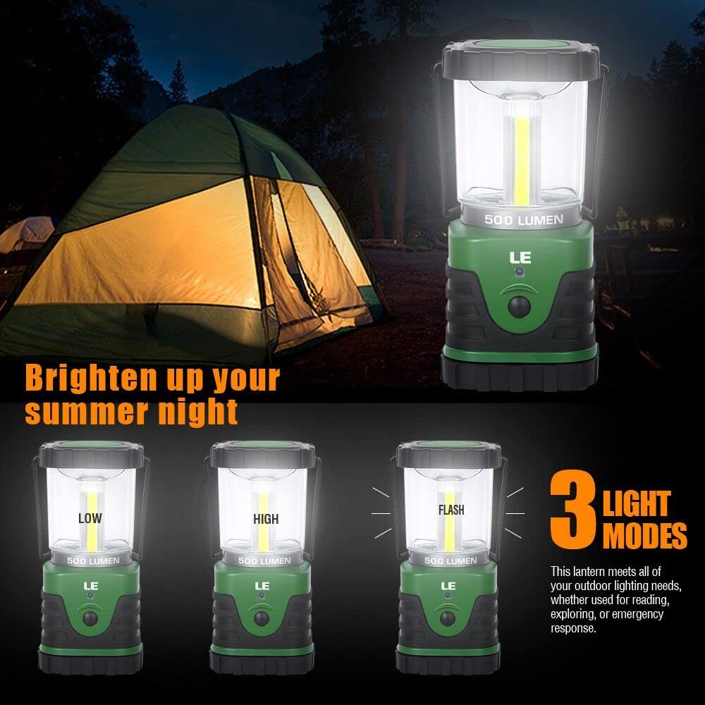 LED Camping Lantern, 500LM, 3 Light Modes, Power Bank, IPX4 Waterproof, Perfect Lantern Flashlight for Hurricane Emergency, Hiking, Home and More