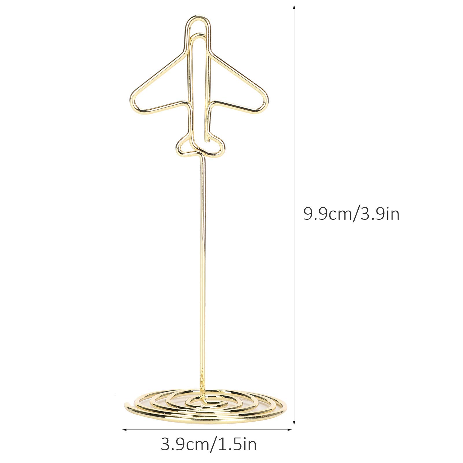 Cyrank 10pcs Table Number Holders, 3.9in Gold Place Card Holders Centerpieces Photo Holder Clips Wire Picture Clips Airplane Design Memo Note Photo Stand