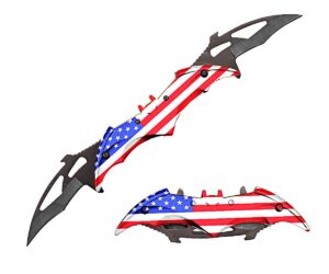 dark knight twin blade knife pocket folding spring assisted dual blades bat knives with belt clip american flag