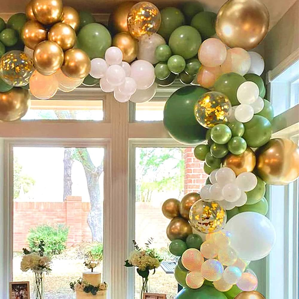 HaMoSena152pcs Sage Green Balloon Garland Kit Arch Different Sizes 18 12 10 5 Inch Olive Green Party Balloon Kit for Birthday Party Graduation Baby Shower Wedding Holiday Balloon Decoration