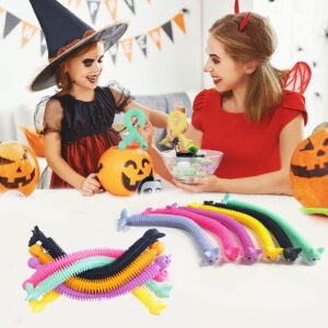 24 Pack Sensory Toys Pack Halloween Pumpkin and Bat Stretchy Strings for Kids Students Stress Relief and Anti-Anxiety Toys Assortment Halloween Party Favors