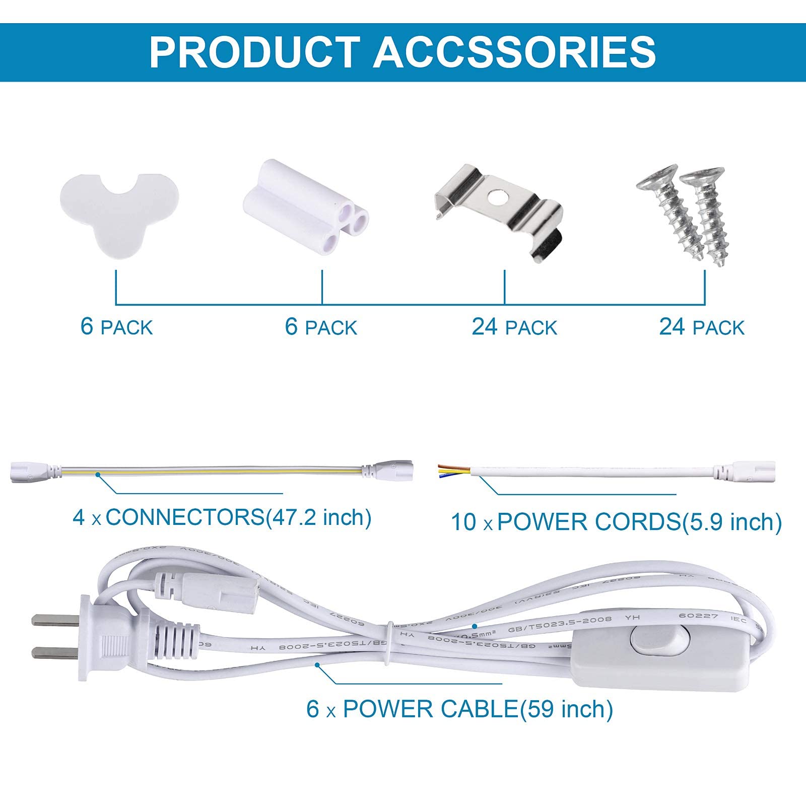 LEDTopTronic (6-Pack) LED Shop Light, 8FT 144W 14500LM 6000K, Cold White, V Shape, Clear Cover, Hight Output, Linkable Shop Lights, T8 LED Tube Lights, LED Shop Lights for Garage 8 Foot with Plug