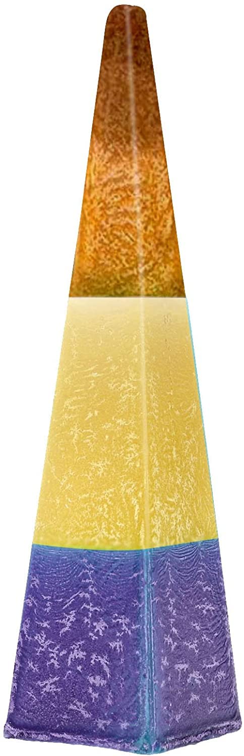 Shalhevet Light Pyramid Self Standing Long Lasting Havdalah Candle (Fire - Brown Orange Red)