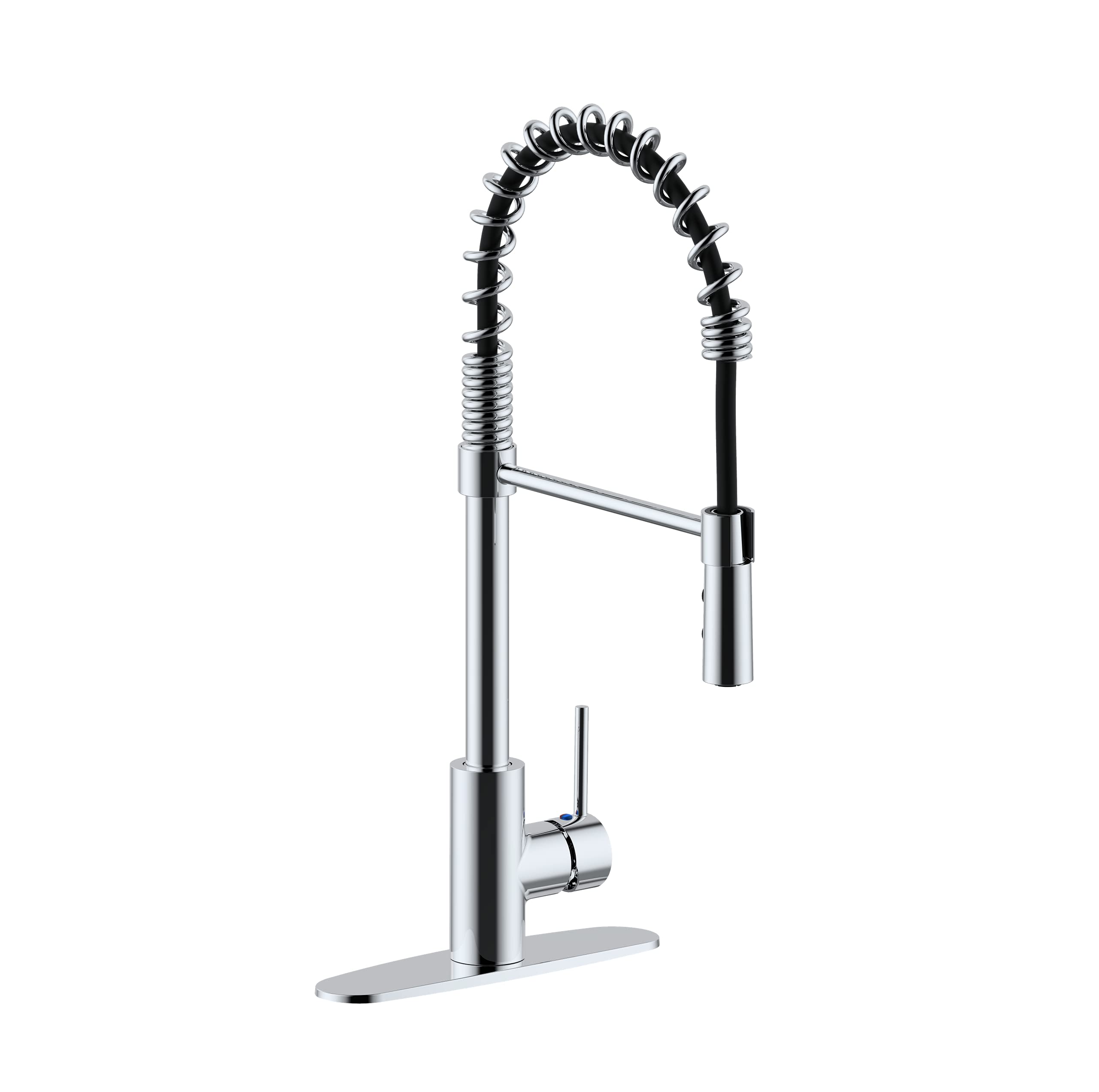 Westbrass KS18A-26 21" Commercial Kitchen Faucet with Dual Function Open Coil Pull Down Sprayer and 1-Lever Handle, Polished Chrome