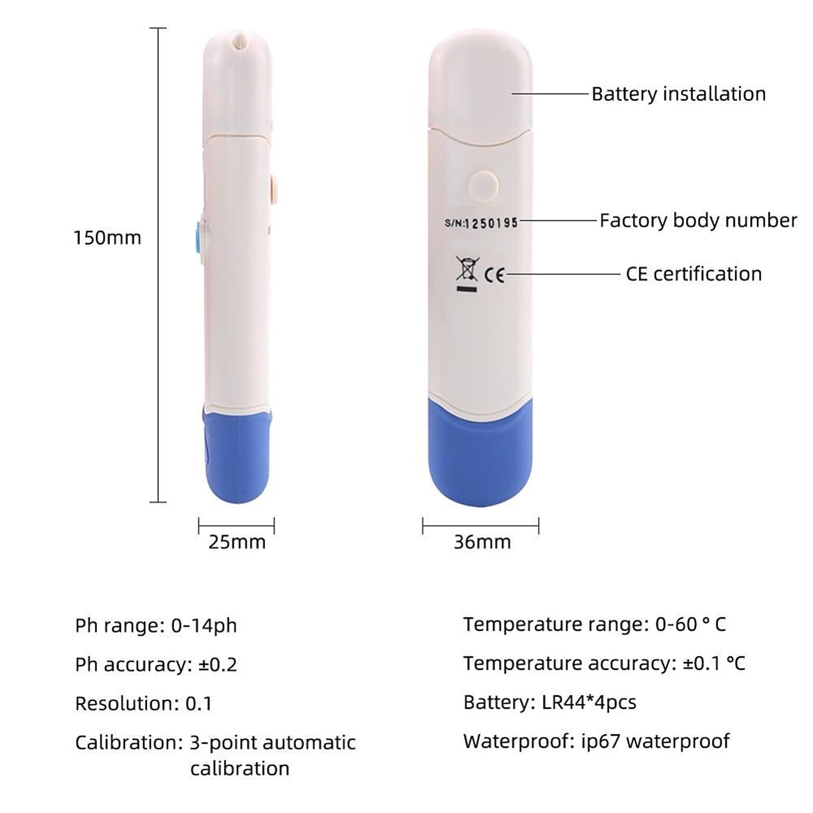 DADAKEWIN PH Meter Pen Type Acidity Meter Waterproof Temperature Tester Aquarist Electronic Water Quality Analyzer (Size : 0.00~14.00 AZ8681)