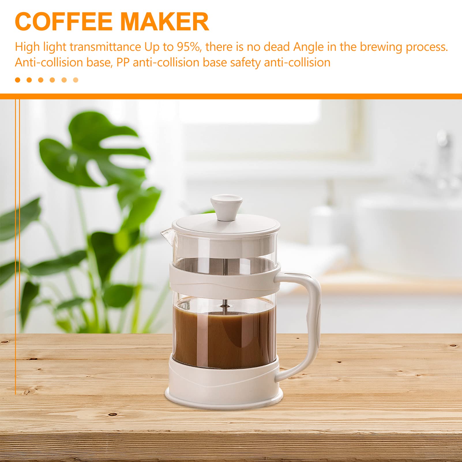 DOITOOL Coffee Pot Coffee Machine Maker Pitchers Press Tea Filter Glass Beverage Glass Coffee Tea Maker Espresso Cold Water Large Glass Pitcher Kettle Travel Concentrate White Plastic