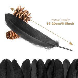 UNEEDE 120Pcs 6-8 Inch Black Feathers, Natural Goose Feathers for DIY Halloween Decorations, Halloween Decoration,Cosplay, Gothic Costumes & Crafts