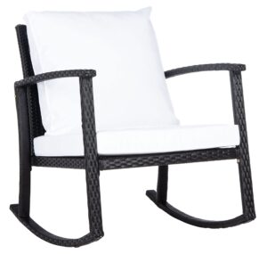 safavieh outdoor collection daire black/white cushion rocking chair pat7721a