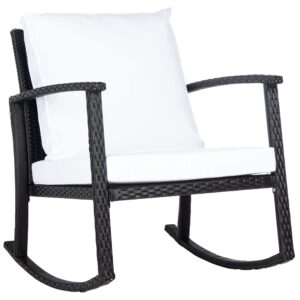 SAFAVIEH Outdoor Collection Daire Black/White Cushion Rocking Chair PAT7721A