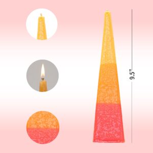 Shalhevet Light Pyramid Self Standing Long Lasting Havdalah Candle (Fire - Brown Orange Red)