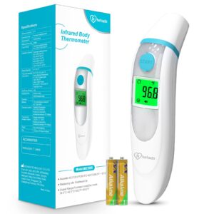 forehead thermometer for adults, 4 in 1 ear thermometer for kids, no touch baby thermometer, digital thermometer with fever alarm and object measurement - fast, reliable and accurate (white)