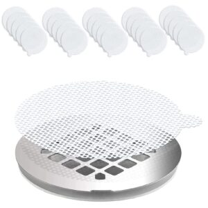 kemine 25 pack drain hair catcher disposable mesh stickers shower hair trap bathroom accessories suit for bathroom bathtub kitchen round/square shape (round)