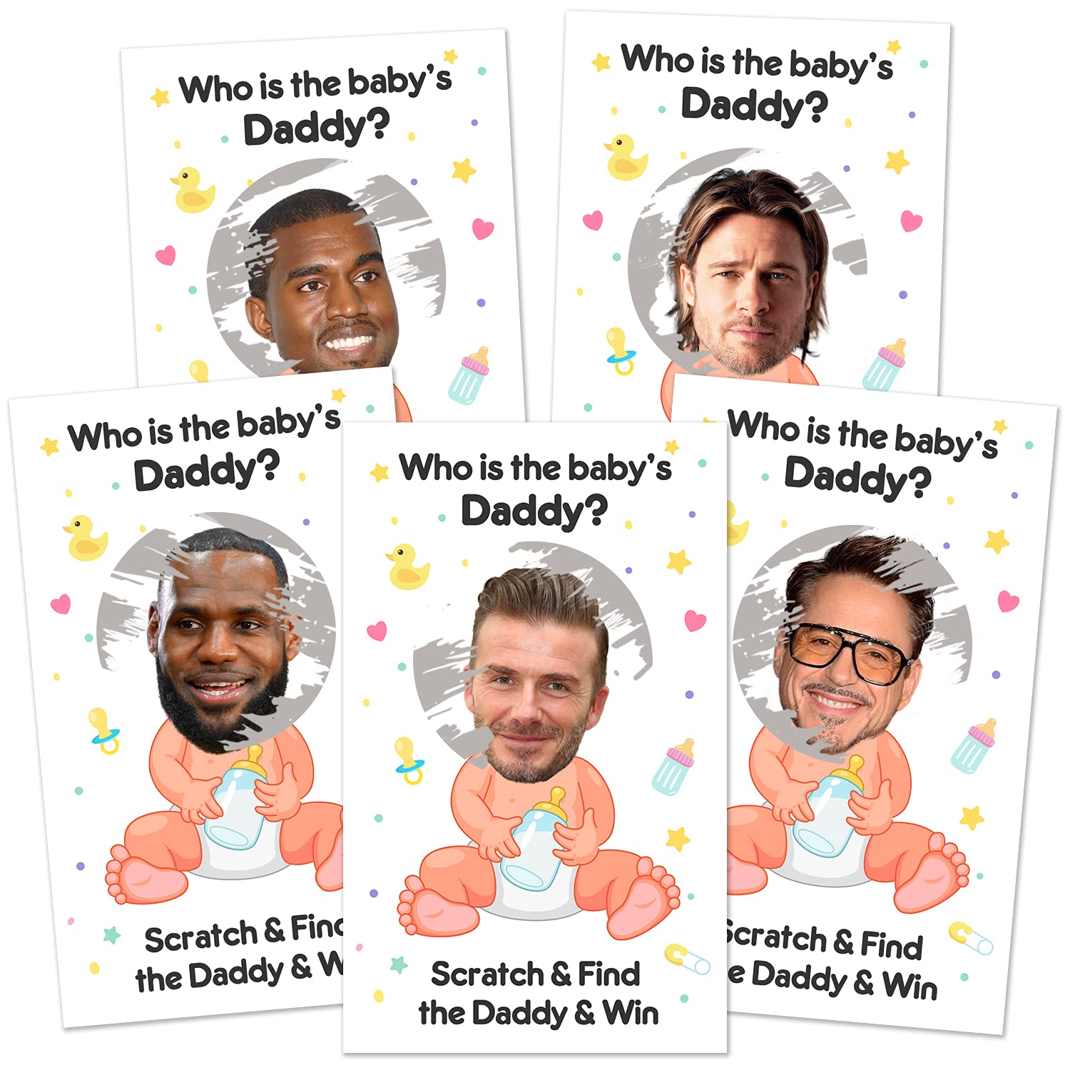 40 Cute Baby Shower Games - Scratch Off Lottery Ticket Raffle Cards Baby Shower Game - Funny Baby Shower Games - who is the baby's daddy - 40 Cards