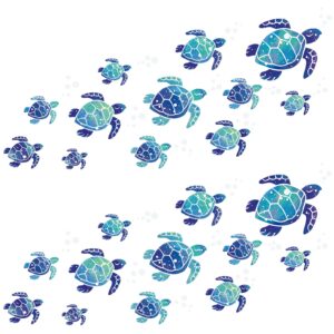 zonon 24 pieces sea turtle stickers wall decals for bathroom ocean turtle vinyl stickers underwate waterproof removable turtle decals decoration for bedroom home office living room nursery toilet