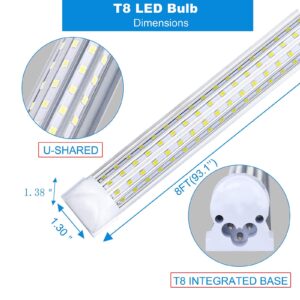 LEDTopTronic (20-Pack) Shop Light, 8FT 144W 14500LM 6000K, Cold White, U Shape, Clear Cover, Hight Output, Linkable Shop Lights, T8 LED Tube Lights, LED Shop Lights for Garage 8 Foot with Plug