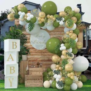 HaMoSena152pcs Sage Green Balloon Garland Kit Arch Different Sizes 18 12 10 5 Inch Olive Green Party Balloon Kit for Birthday Party Graduation Baby Shower Wedding Holiday Balloon Decoration