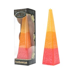 shalhevet light pyramid self standing long lasting havdalah candle (fire - brown orange red)