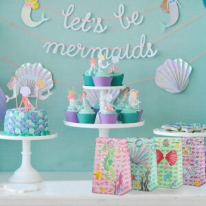 Mermaid Party Favor Set 92 PCS Princess Slap Bracelet Keychains Stickers Necklace Bubble Stick Gift Bags for Kids Girls Baby Shower Classroom Reward