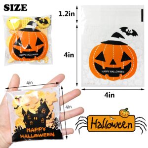 HADDIY Halloween Small Cellophane Candy Bags,300 Pcs Self Adhesive Clear Cookie Treat Bags for Kids Halloween Party Favor and Gift Packing