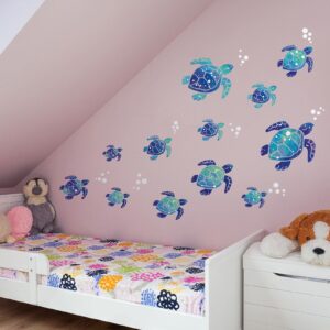 Zonon 24 Pieces Sea Turtle Stickers Wall Decals for Bathroom Ocean Turtle Vinyl Stickers Underwate Waterproof Removable Turtle Decals Decoration for Bedroom Home Office Living Room Nursery Toilet