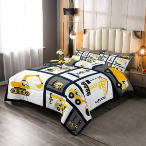 feelyou boys construction bedding set twin size kids machinery truck comforter for children construction site car vehicle decor comforter set excavators quilt set bedroom decor quilt cover 2pcs