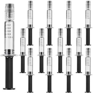 nuanchu 24 pieces borosilicate glass syringes set include 12 pieces 1 ml borosilicate glass syringe lock and 12 pieces stainless steel lock dispensing needle for thick liquids, ink use