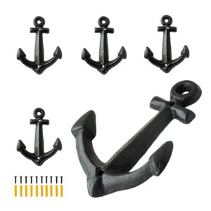 5 packs anchor shape hooks vintage hook cast iron wall wood mounted coat hat hooks antique black