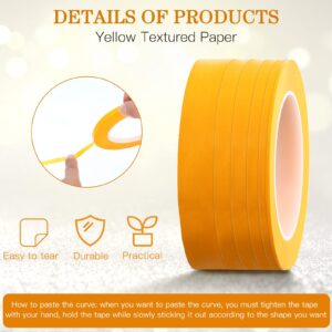 6 Rolls Pinstripe Tape 1/16, 7/10, 1/8, 1/4, 1/2 and 3/4 Inch x 52 Yard, Thin Tape Masking Tape, Painters Automotive Masking Tape for DIY Car Auto Paint Art (Yellow)