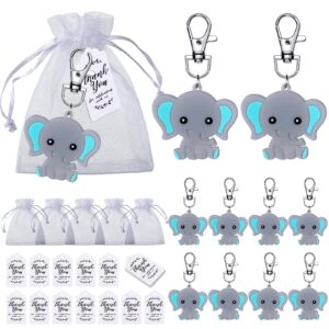 tenare 40 sets baby shower favors return gifts for guests elephant keychains thank you tags gift bags baby shower decorations for elephant birthday party favors supplies baptism favors(blue)