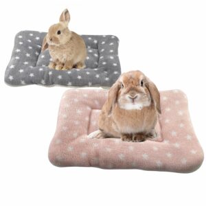 manshu small animal plush bed, bunny bed, for bunny, squirrel, hedgehog, pink and gray 2pcs.