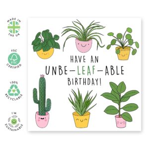 CENTRAL 23 - Unbe-leaf-able Birthday Card for Her - Comes with Fun Stickers