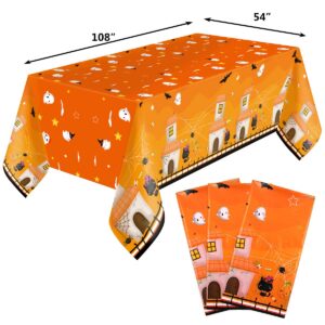 Fancy Land Halloween Tablecloths 3 Pack Halloween Plastic Kids Party Decorations 54 x 108 Halloween Disposable Table Cover