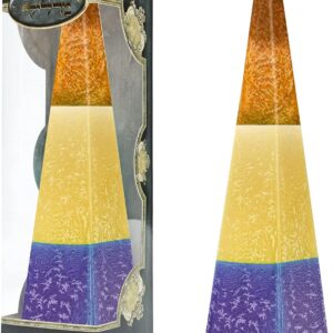 Shalhevet Light Pyramid Self Standing Long Lasting Havdalah Candle (Fire - Brown Orange Red)