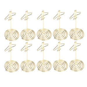 cyrank 10pcs table number holders, 3.9in gold place card holders centerpieces photo holder clips wire picture clips airplane design memo note photo stand